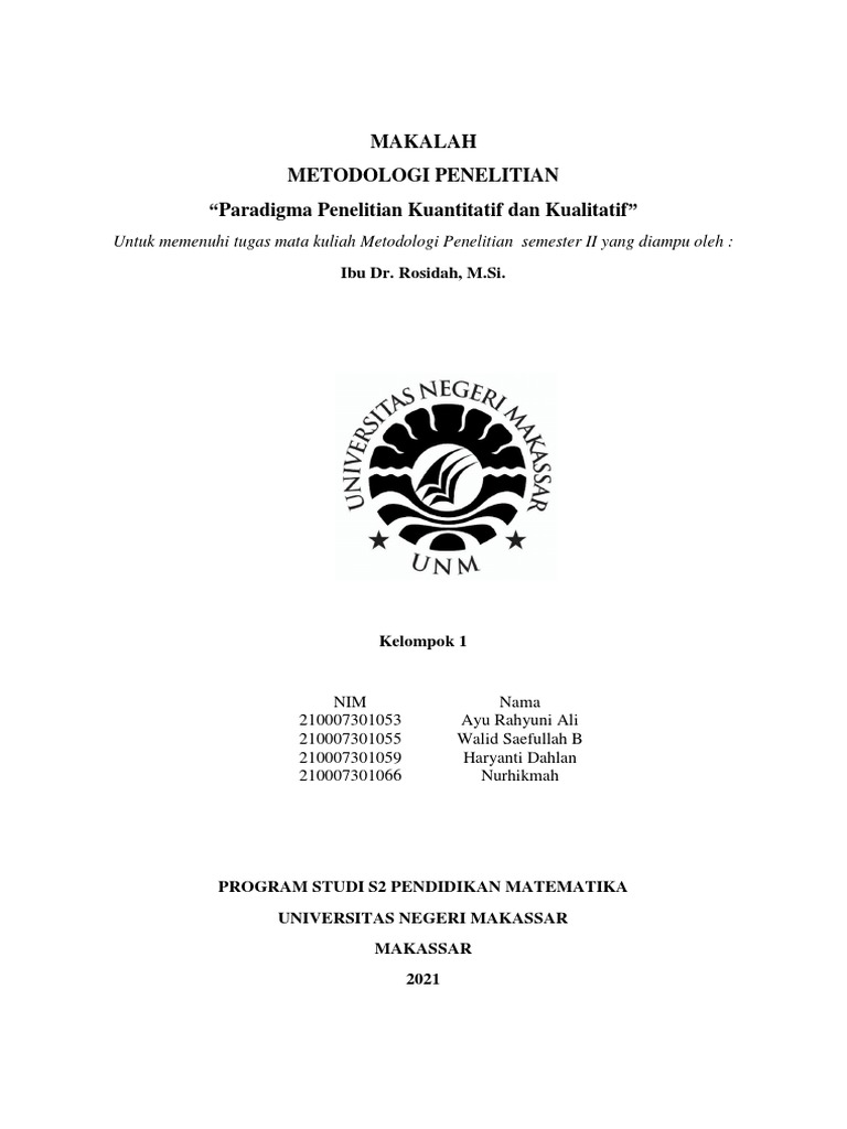 Kelompok 1 Makalah Metodologi Penelitian | PDF