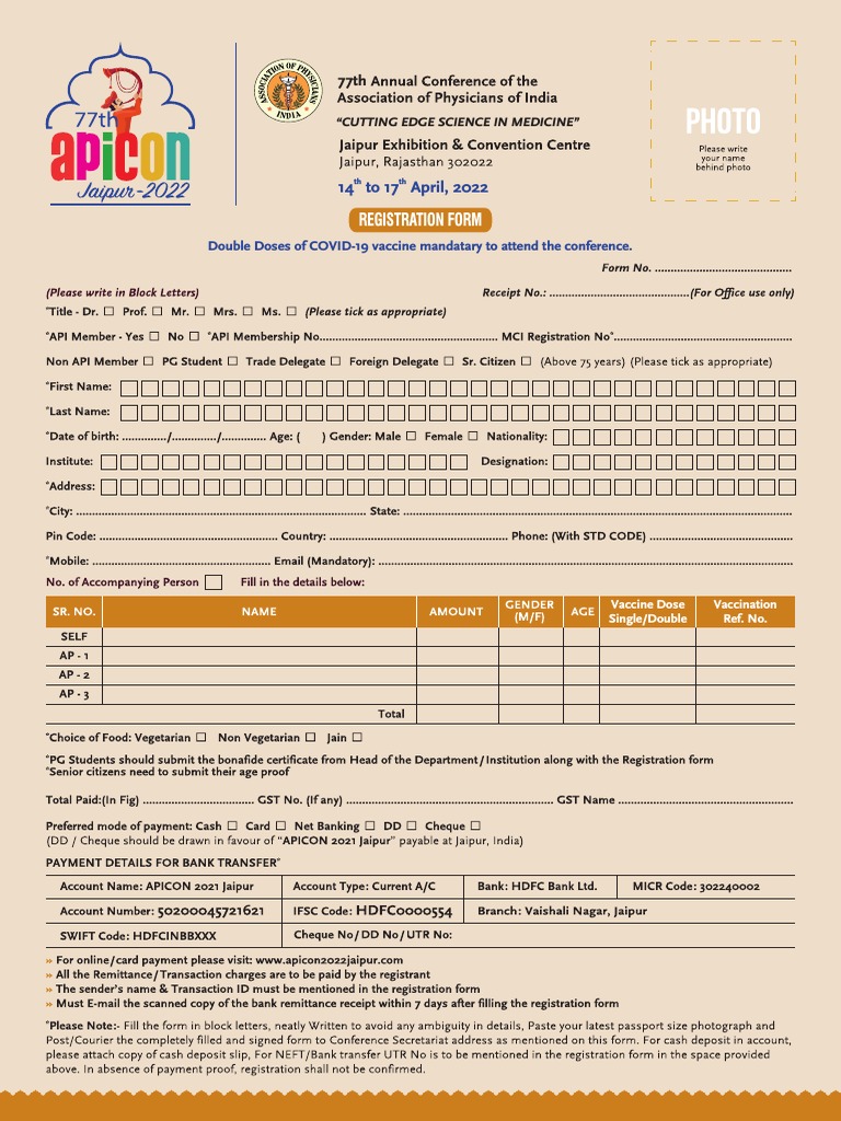 Apicon Reg Form | PDF | Payments