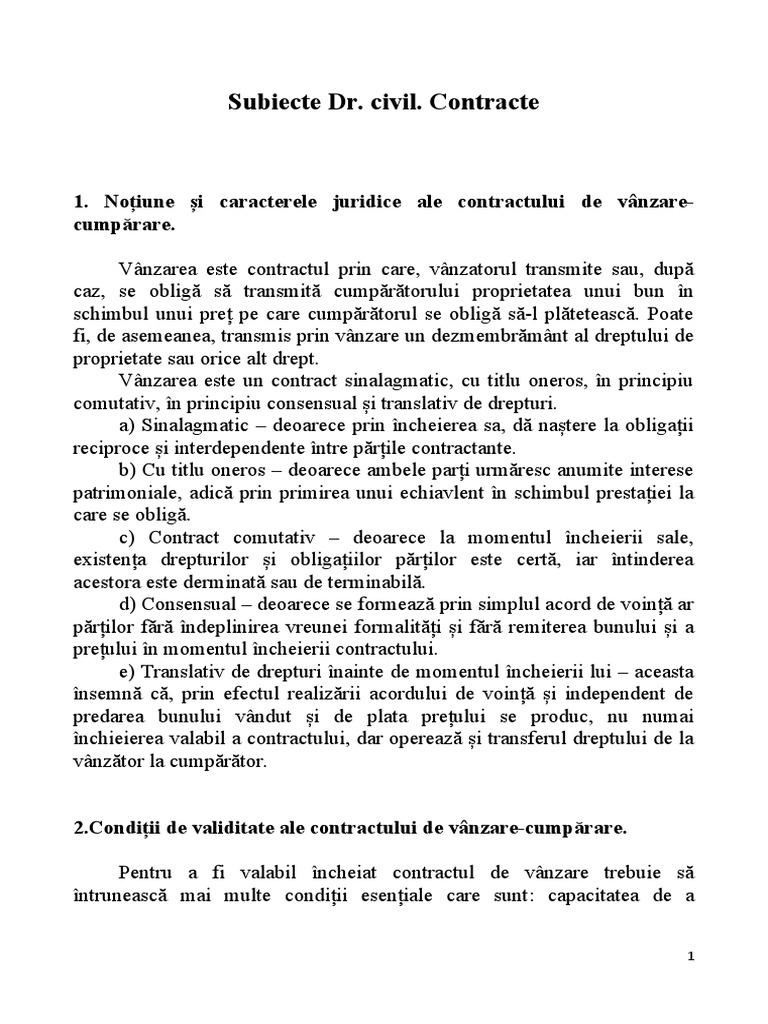 Contractele. Drept Civil. | PDF