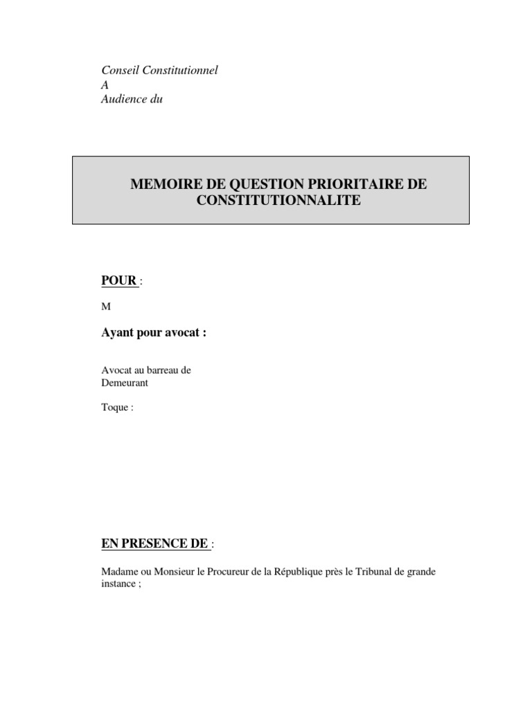 Mémoire QPC 78-2 Al 4 CPP | PDF | Loi | Constitution