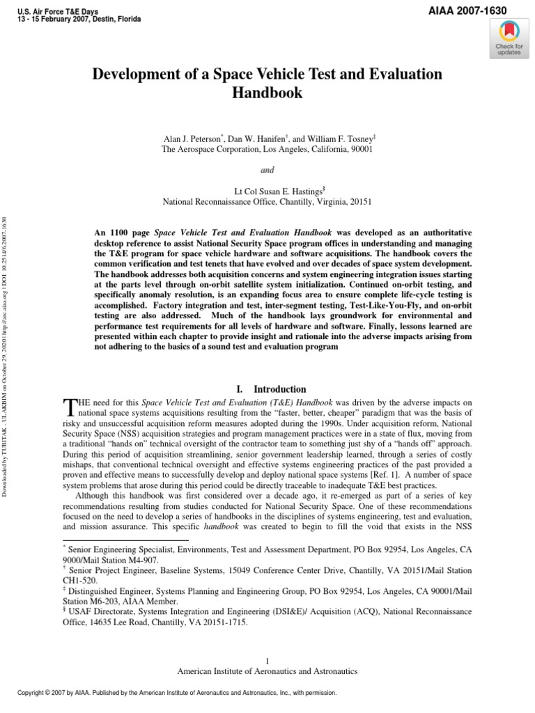 Development of A Space Vehicle Test and Evaluation | PDF | Reliability ...
