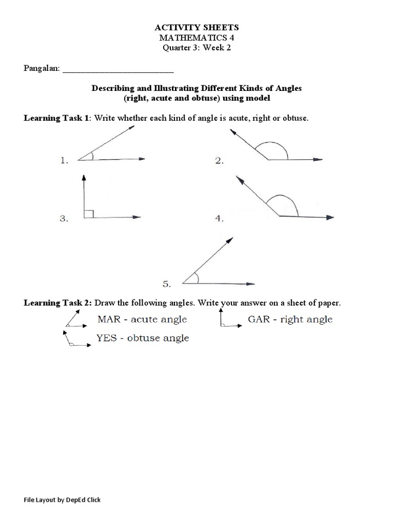 Mathematics 4 Activity Sheet q3 w2 | PDF