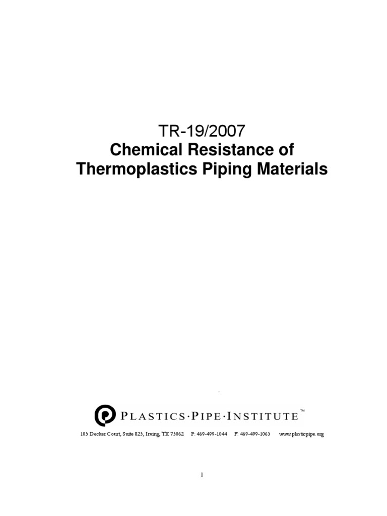 Tr-19 Thermoplastic Pipe For Transport of Chemical | PDF | Polyethylene ...