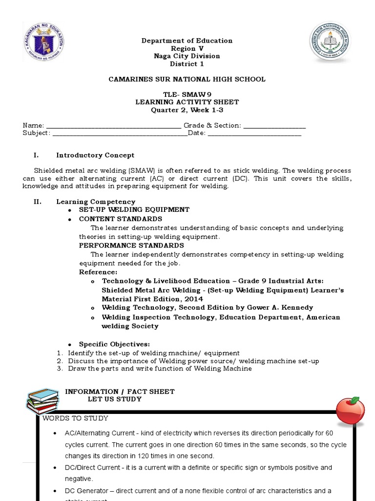 Las Tle Smaw 9 - Q2 W1-3 | PDF | Welding | Construction