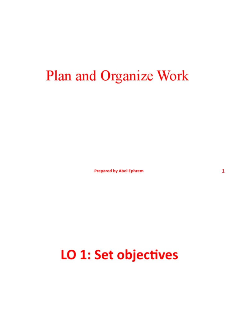 Plan and Organize Work New | PDF | Human Resources | Business Process