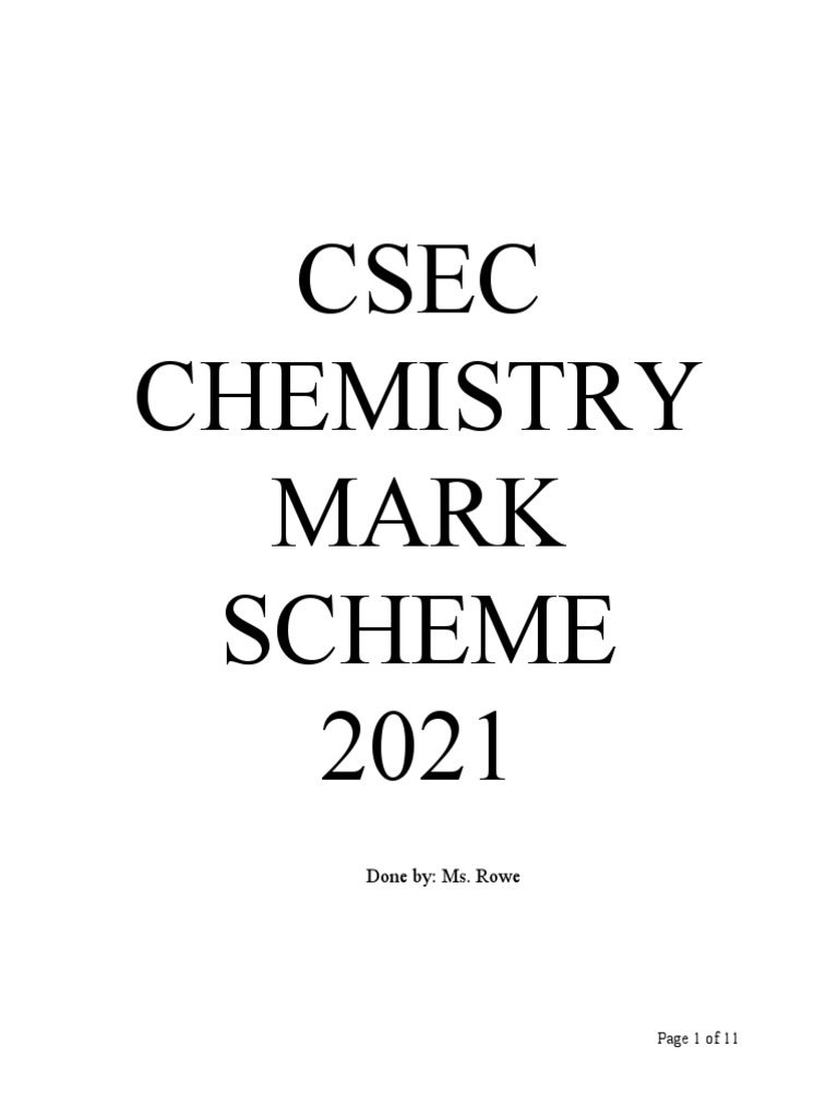 CSEC Chemistry Mark Scheme 2021: A Comprehensive Guide to Assessing ...