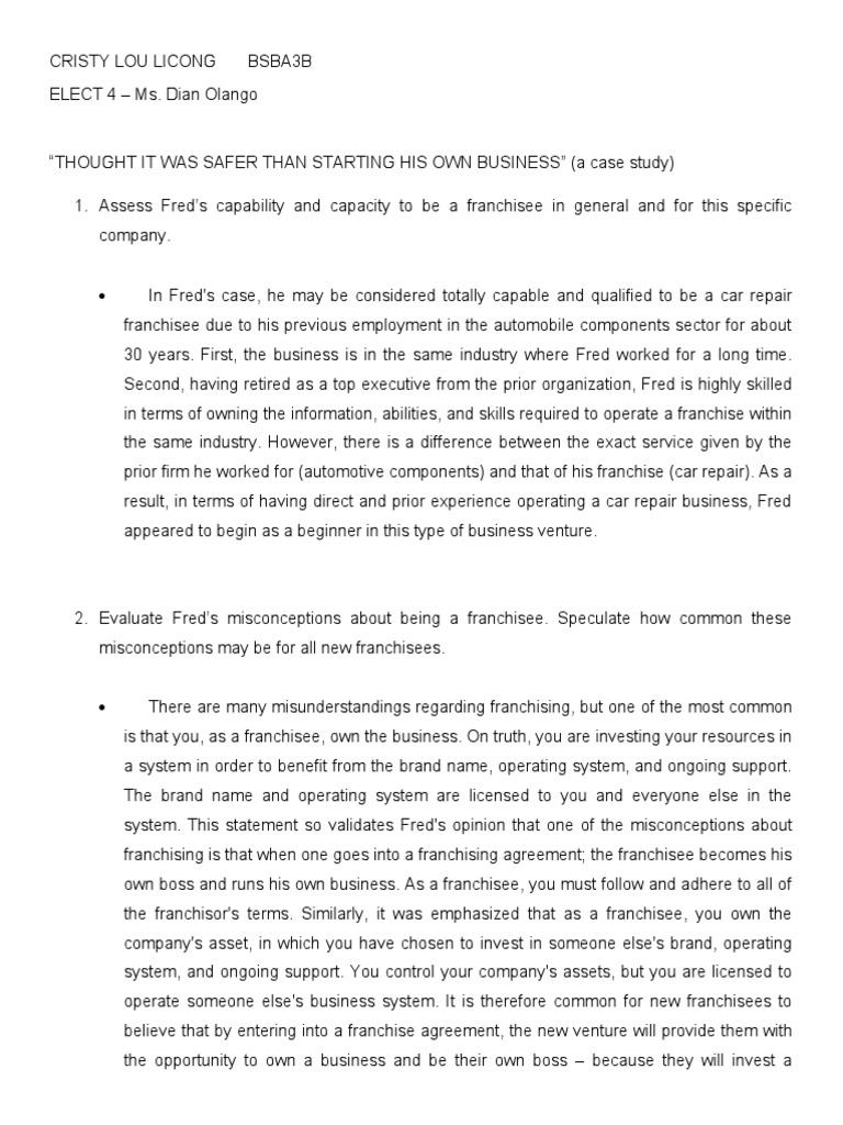 Case Study | PDF | Franchising | Economies