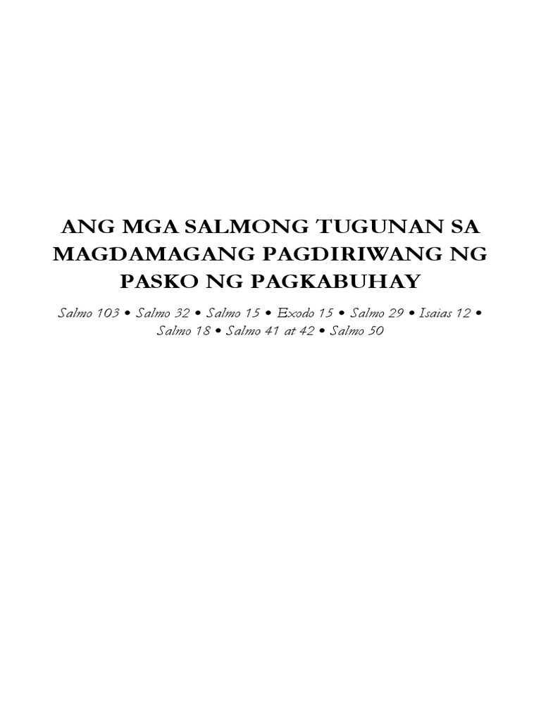 Mga Salmo para Sa Magdamagang Pagdiriwang NG Pasko NG Pagkabuhay | PDF