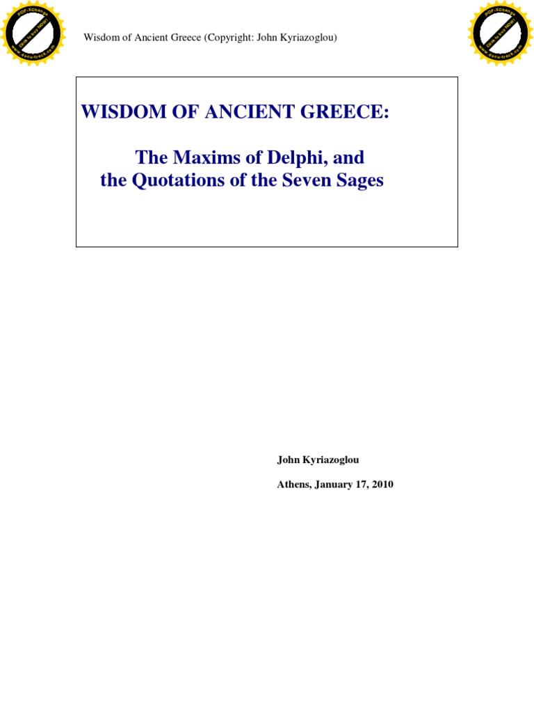 Quotations of The Seven Sages of Ancient Greece | PDF | Wisdom ...