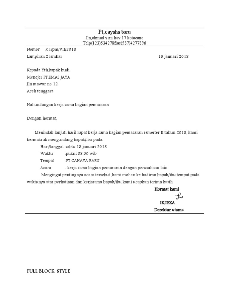 Block Style, Semi Block Style, Full Block Style | PDF