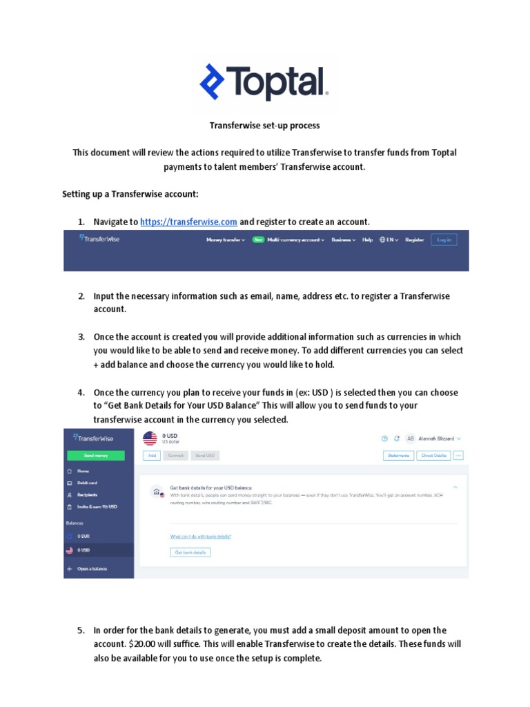 Transferwise Set-Up Process | PDF