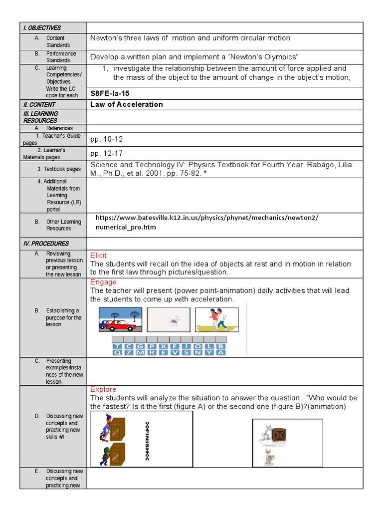 Newton's Laws of Motion Lesson Plan | PDF | Force | Mass