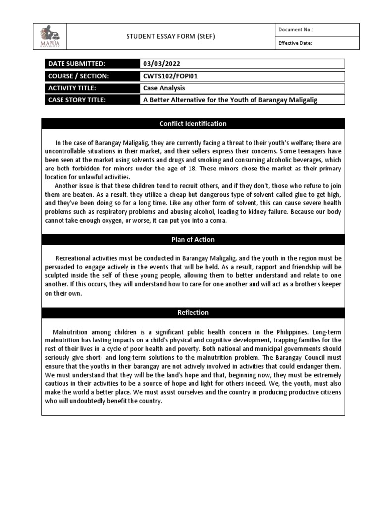 Date Submitted Course Section Activity Title Case Story Title Pdf Malnutrition