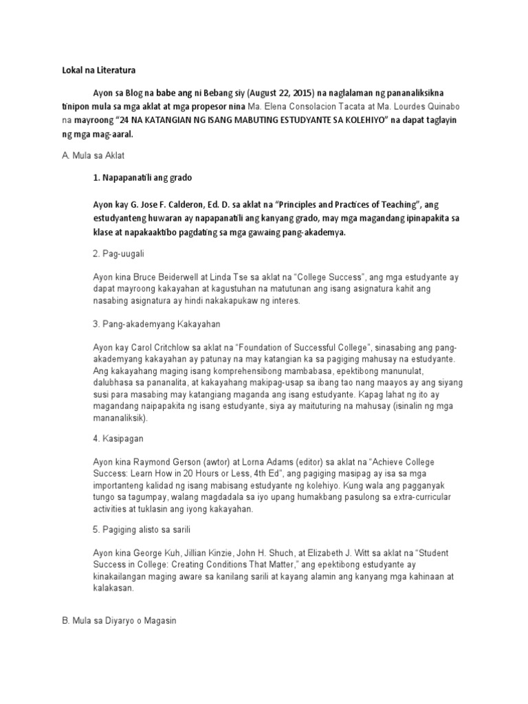 Lokal Na Literatura | PDF