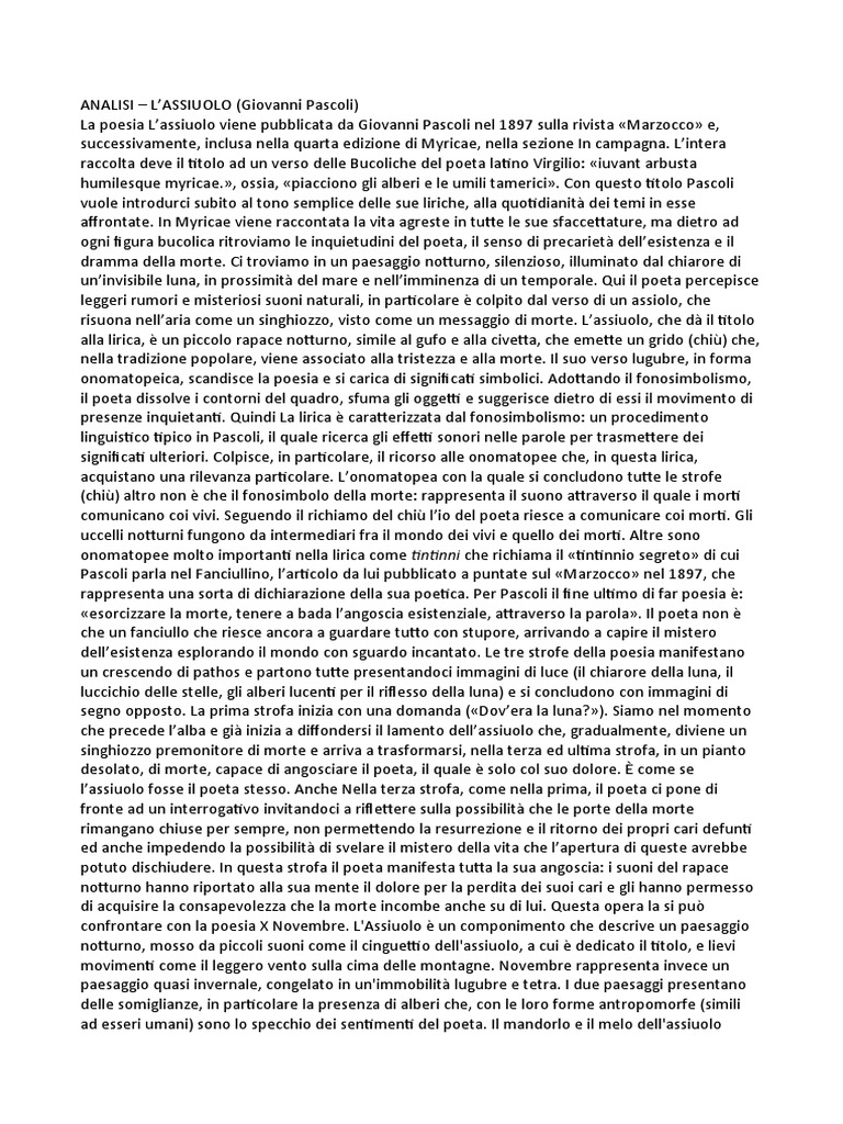 ANALISI Assiuolo | PDF