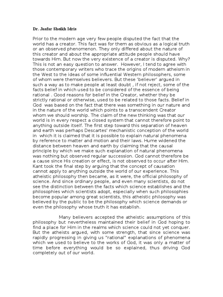 Dr. Jaafar Sheikh Idris | PDF | Atheism | God