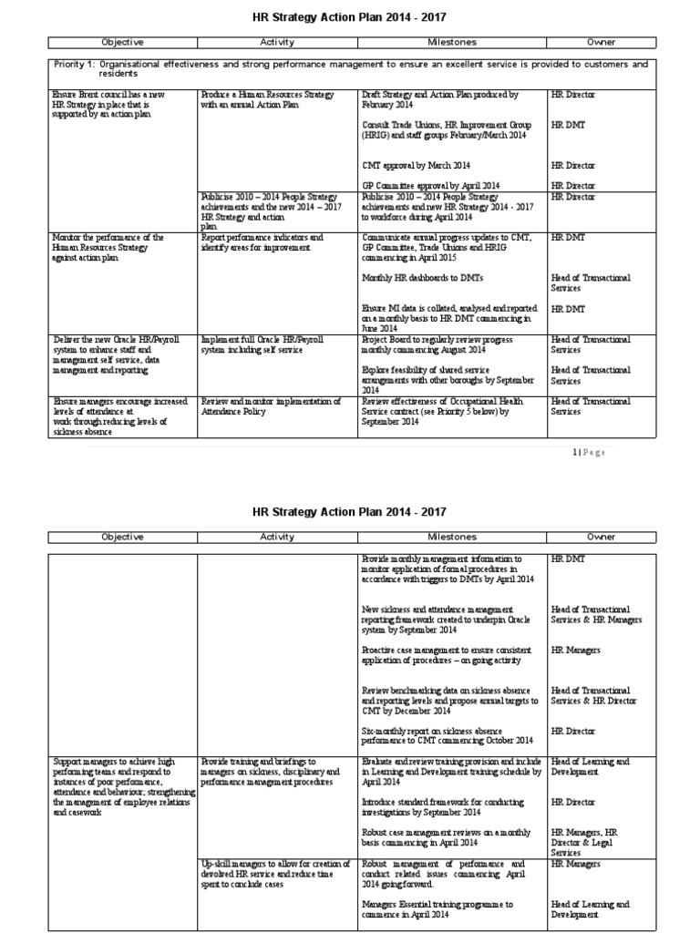 HR Annual Action Plan Format | PDF | Recruitment | Apprenticeship