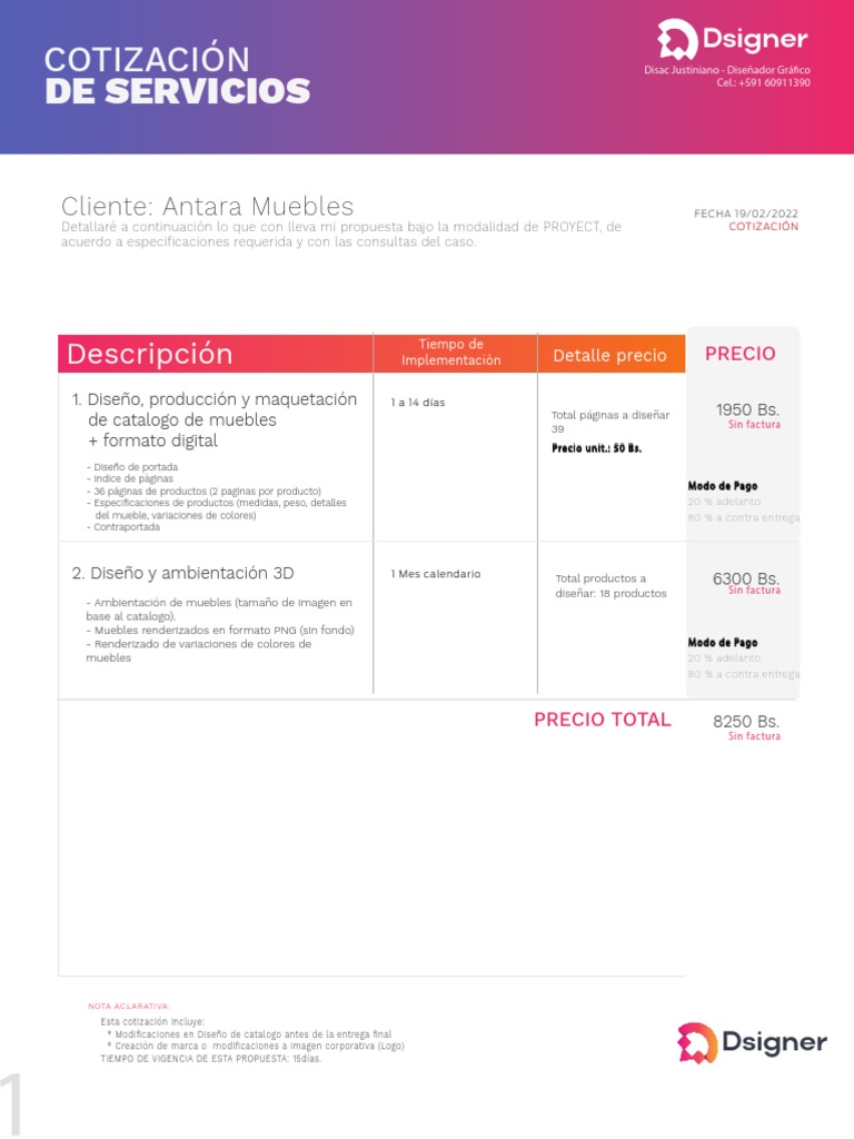 Cotizacion de Servicios | PDF | Diseño