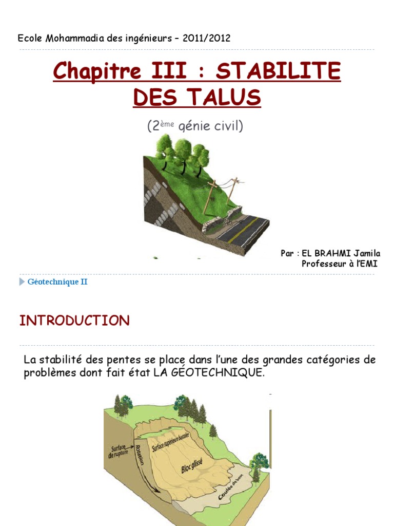 Stabilité Des Talus 2ème GC | PDF | Résistance des matériaux ...
