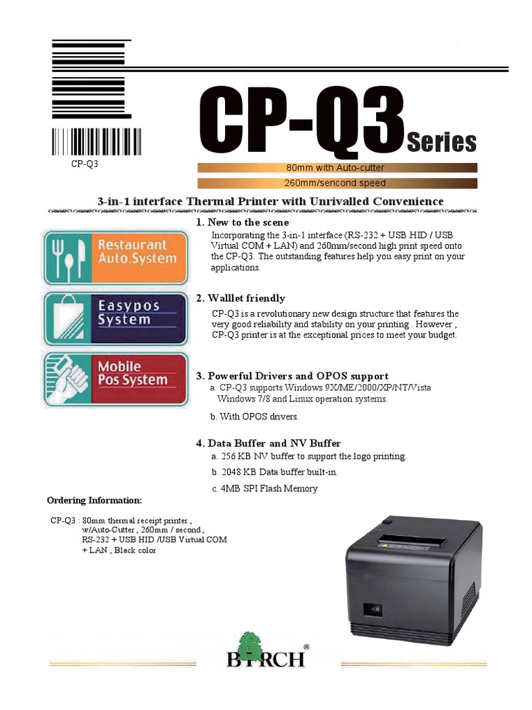 Birch CP-Q3 Brochure EN | PDF | Printer (Computing) | Telecommunications