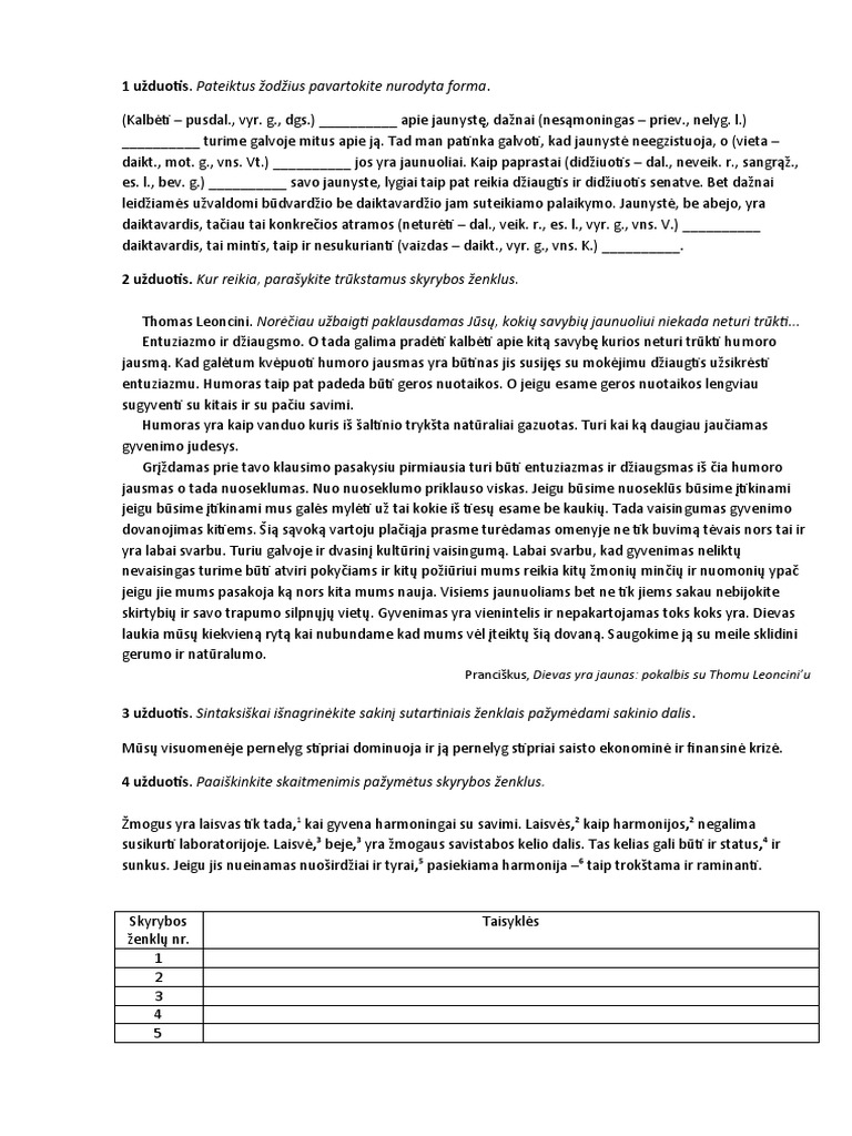 Kalbos Uzduotys - 5 | PDF