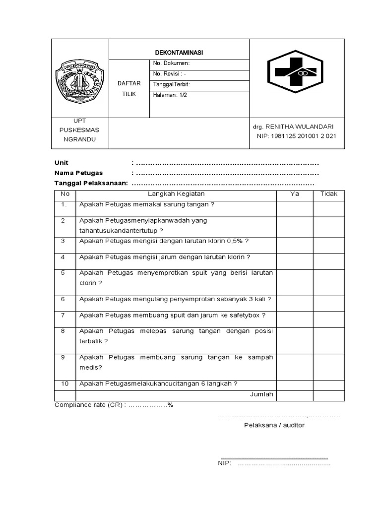 Daftar Tilik Dekontaminasi | PDF
