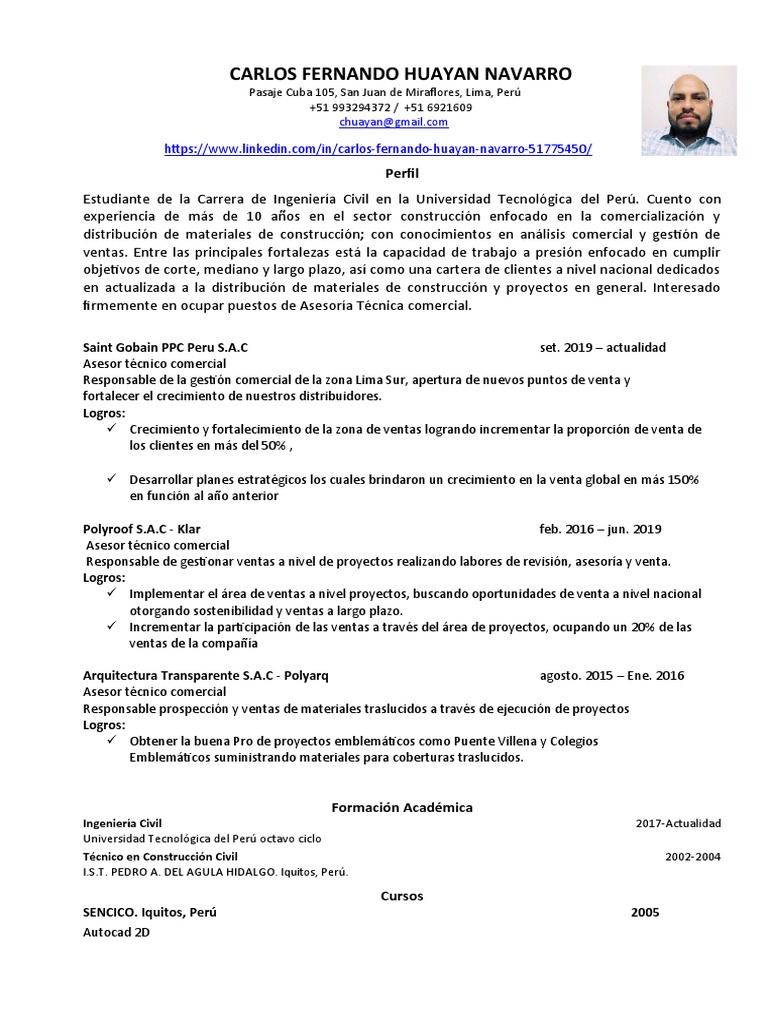 CV Modelo UTP | PDF | Perú | Economias