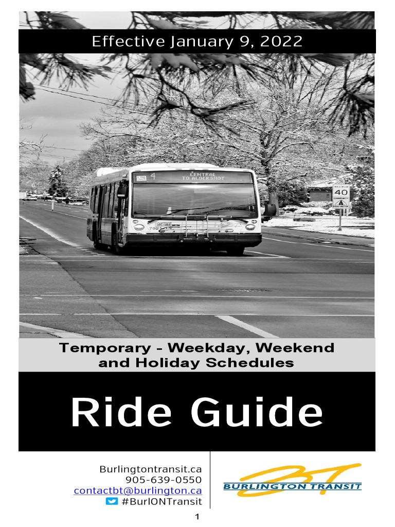Burlington Transit - Temporary Ride Guide (Jan. 9, 2022) | PDF ...