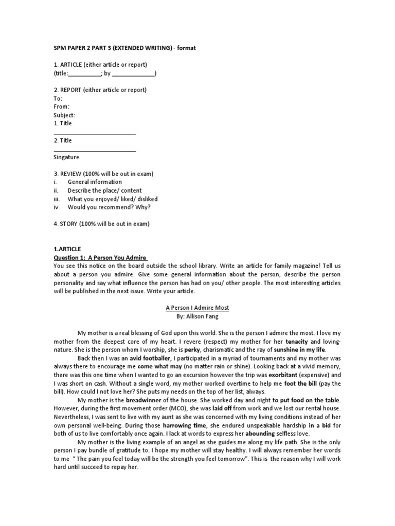 SPM Paper 2 Part 3 (Extended Writing) - Format | PDF | Fast Food ...