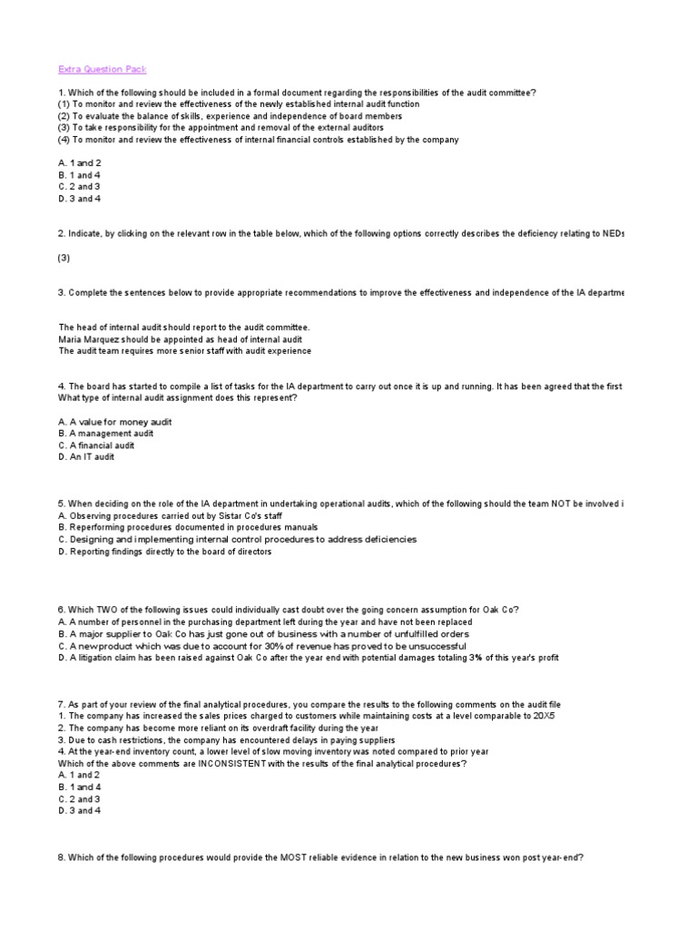 Acca F8 Notes | Download Free PDF | Going Concern | Internal Audit