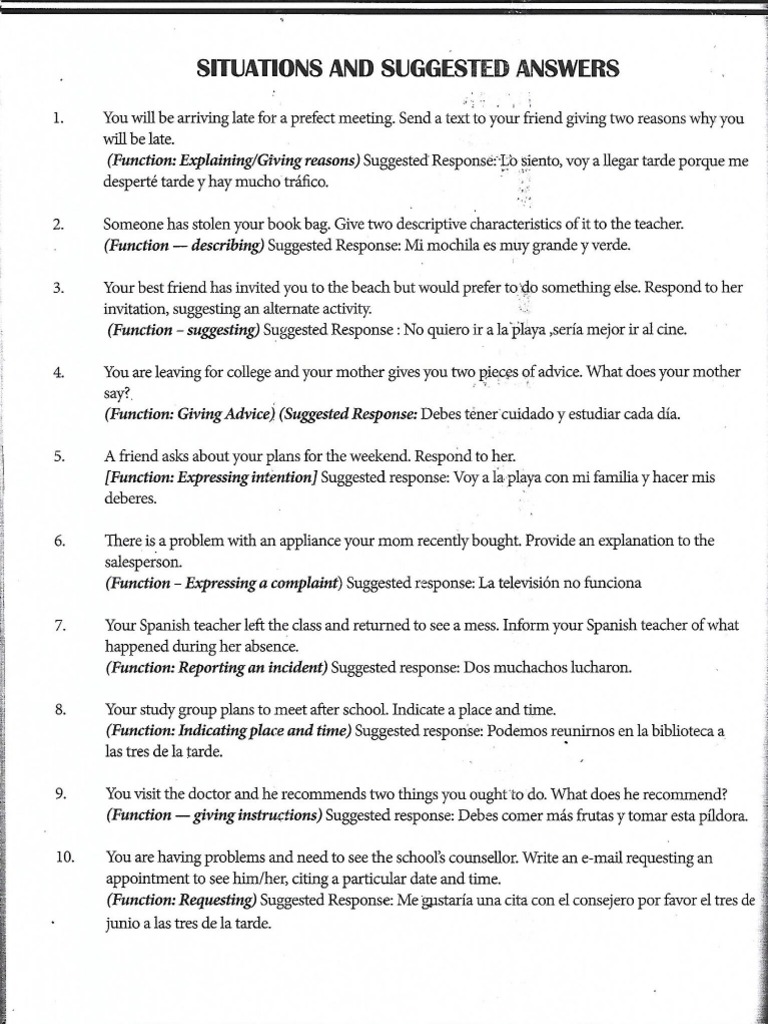 Situations Model Answers - Success in CSEC | PDF