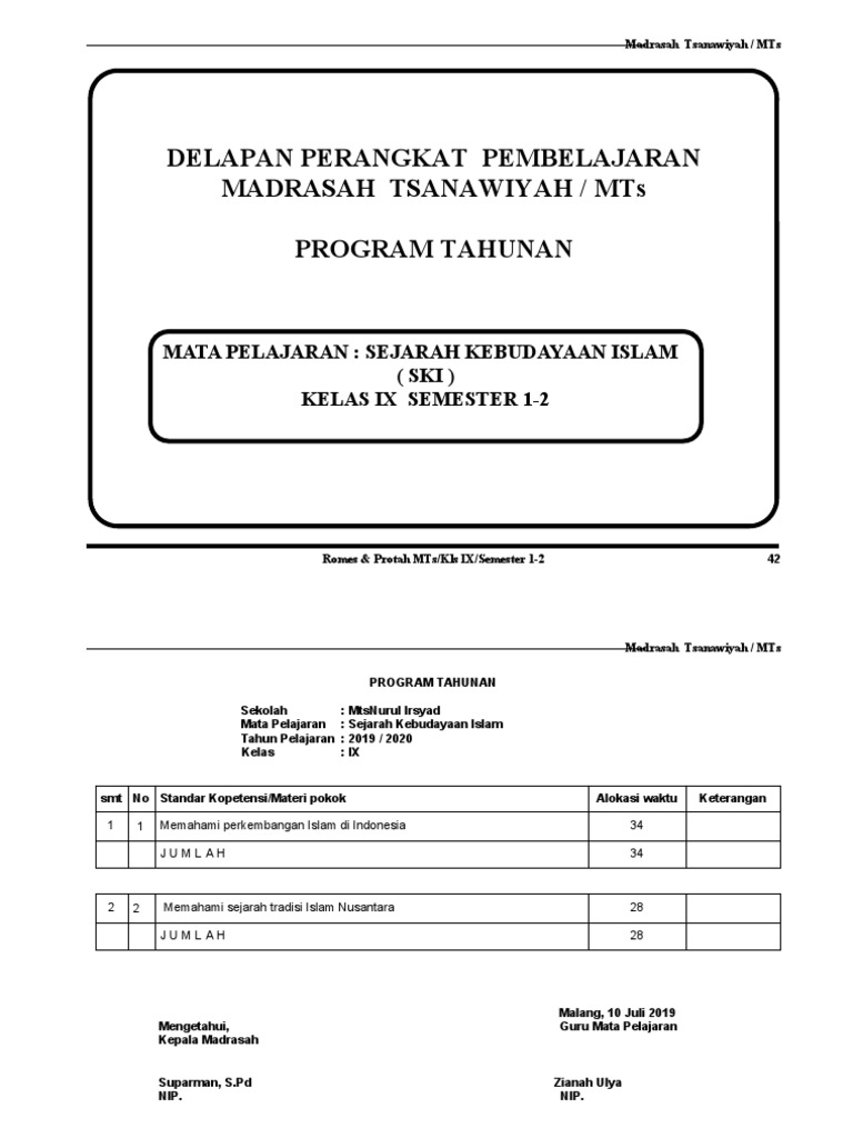 Prota SKI Kelas 9 | PDF