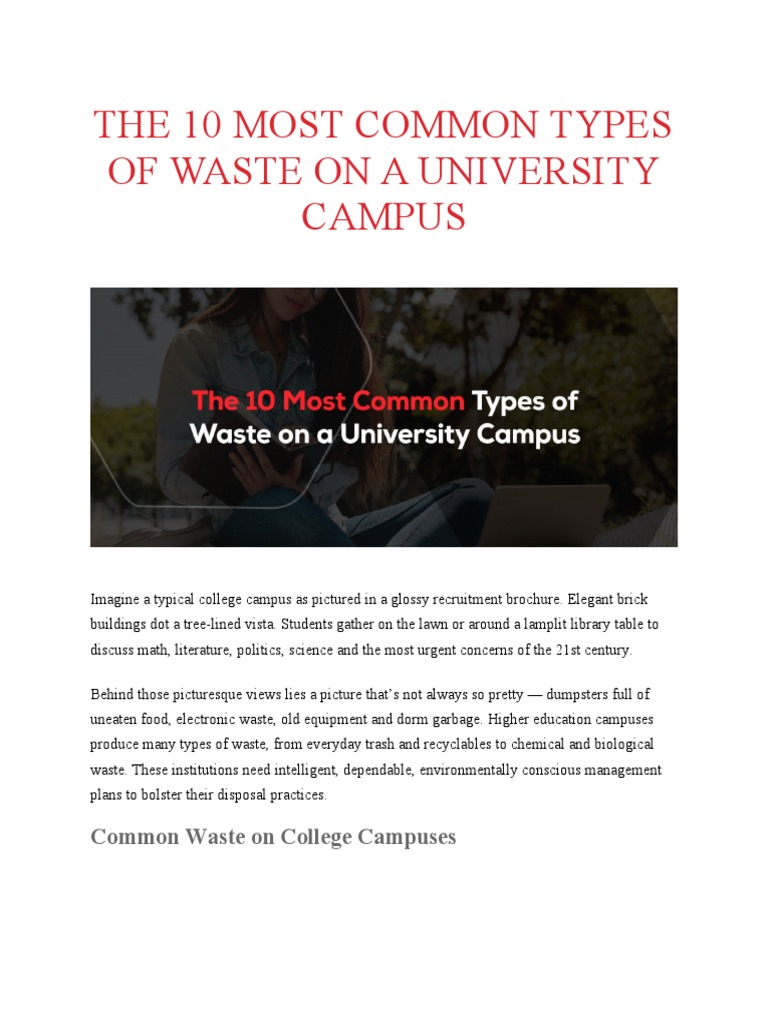 The 10 Most Common Types of Waste On A University Campus | PDF | Waste ...
