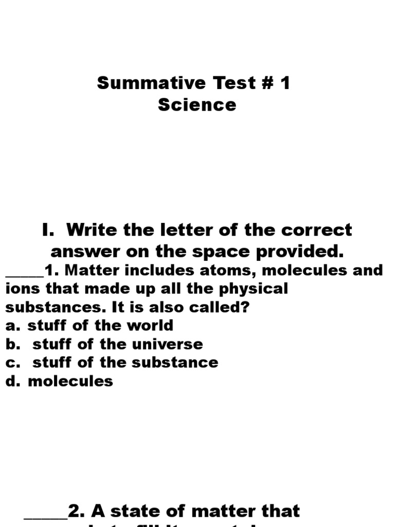 Summative Test 1 | PDF | Mixture | Homogeneity And Heterogeneity