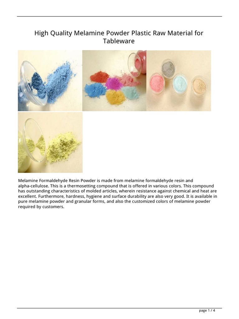 High Quality Melamine Powder Plastic Raw Material For Tableware | PDF ...