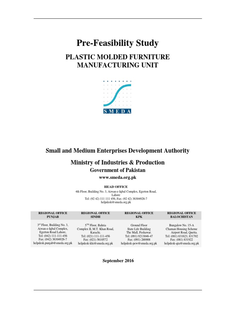 Pre-Feasibility Study: Plastic Molded Furniture Manufacturing Unit ...