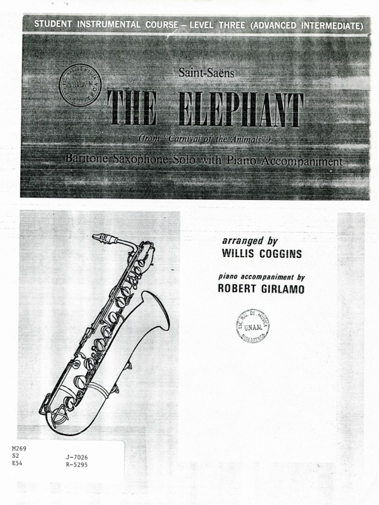 The Elephant - Camille Saint-Saëns - Baritone Saxophone | PDF