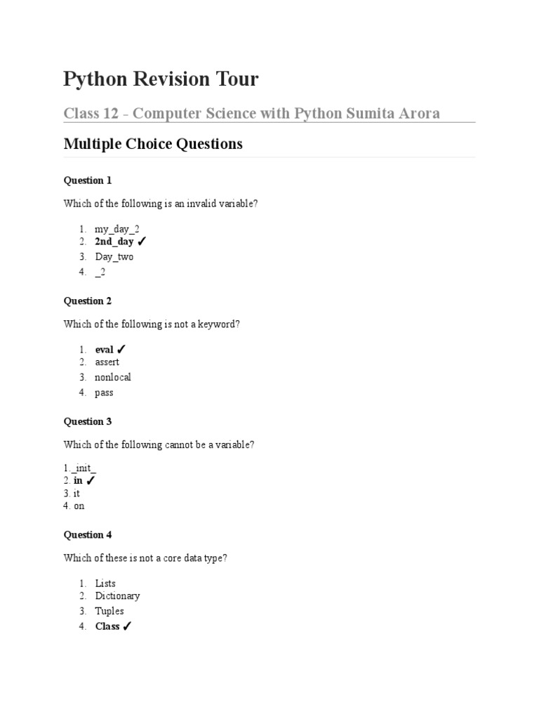 Python Revision Tour | PDF Python Revision Tour | PDF