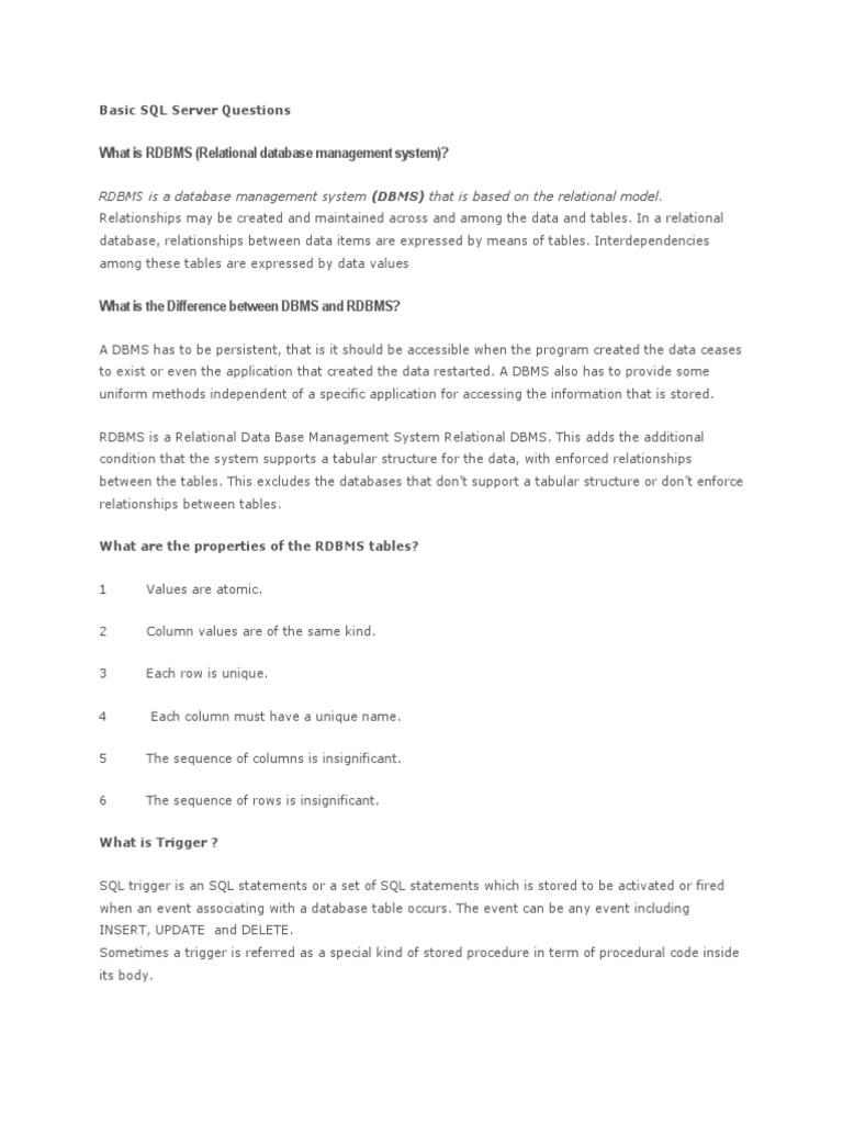 What Is RDBMS (Relational Database Management System) ? | PDF ...
