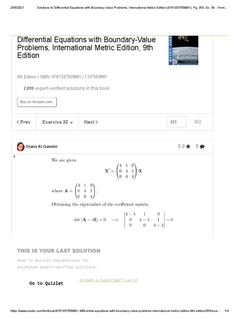 Differential Equations With Boundary-Value Problems, International Metric Edition, 9th Edition ...