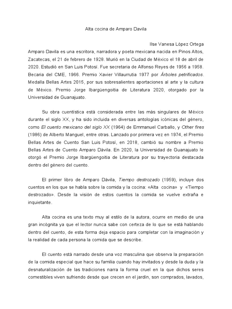 Alta Cocina de Amparo Davila | PDF