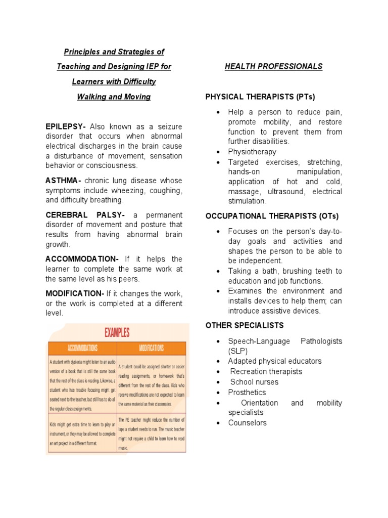 Principles and Strategies of Teaching and Designing IEP For Learners ...