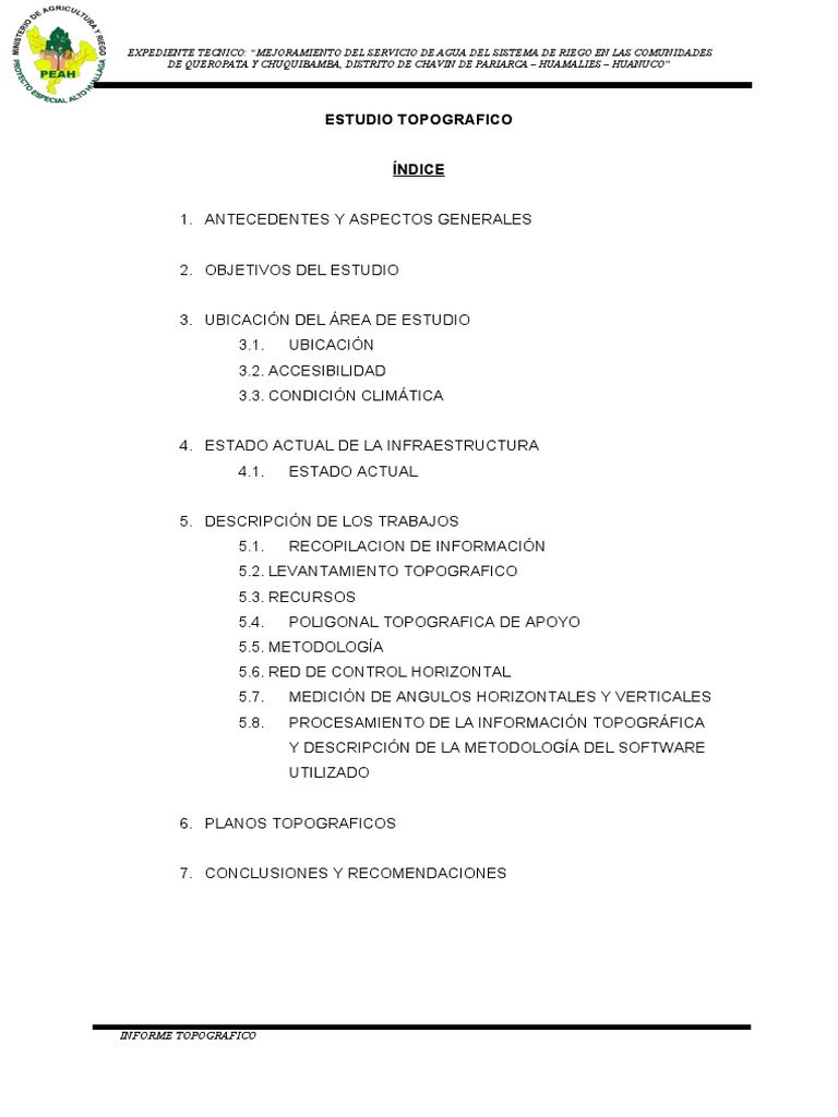 Informe Topografico - Chavin Final | PDF | Topografía | Geografía