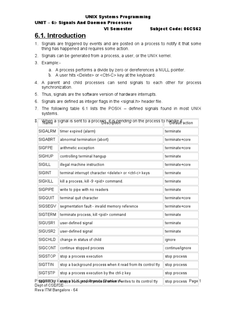 Signals And Daemon Processes Unix Pdf Concurrency Computer Science Concurrent Computing