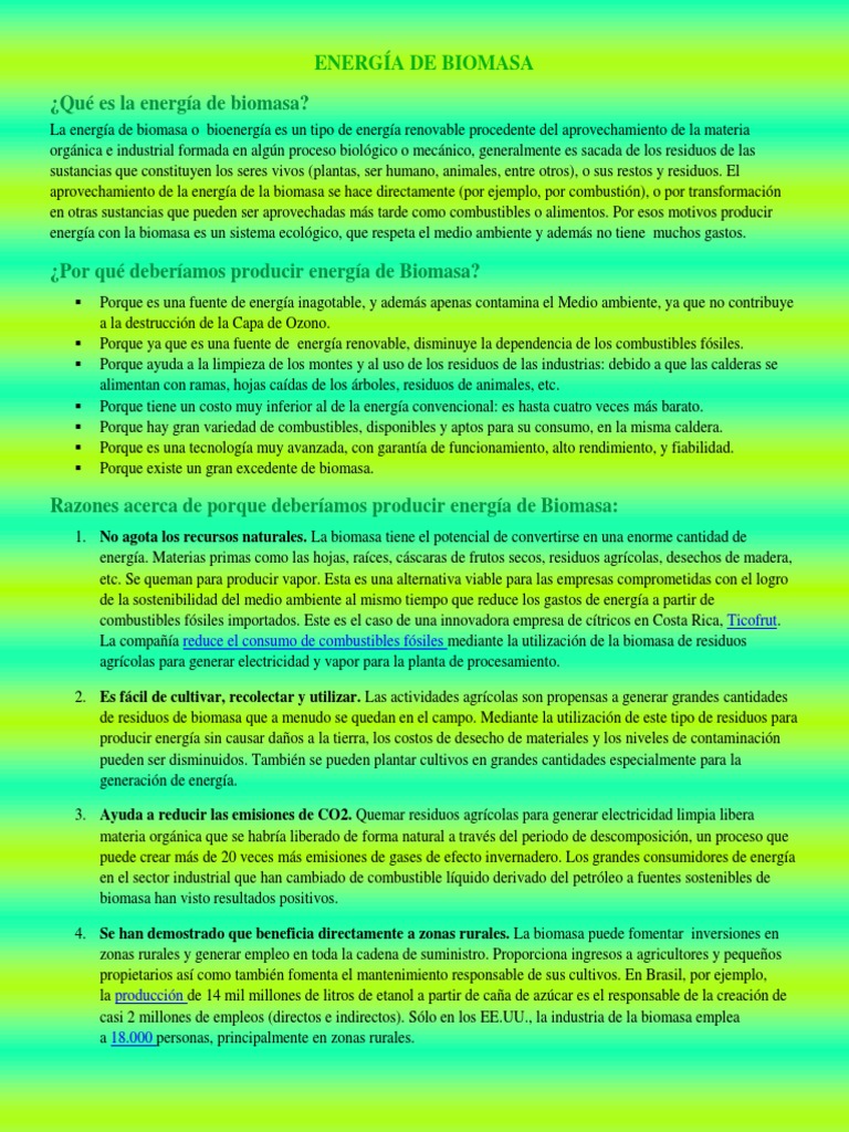 Energía de Biomasa | PDF | Biomasa | Biocombustible