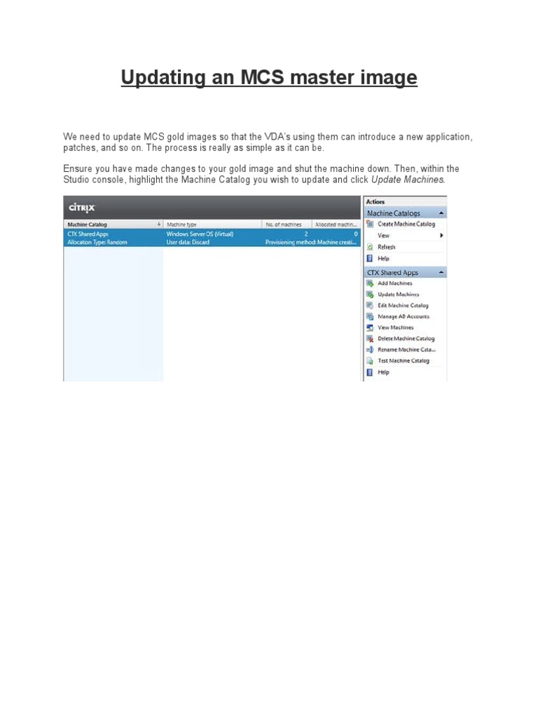 Updating An MCS Master Image | PDF