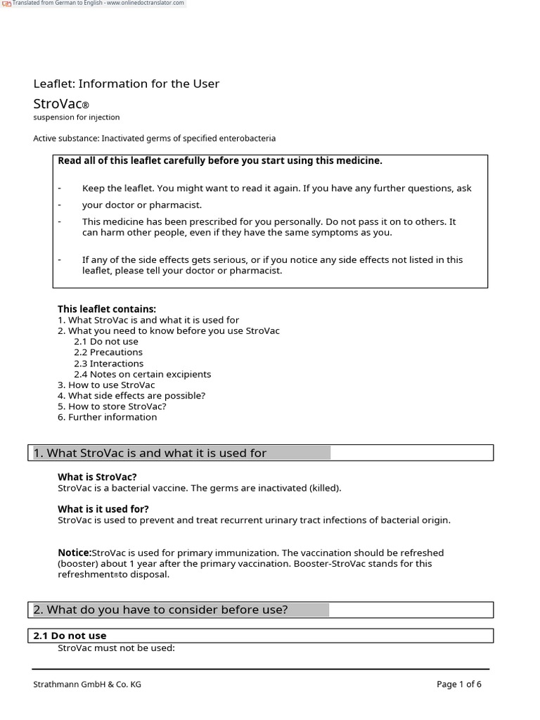 Strovac Prospect English | PDF | Vaccines | Injection (Medicine)