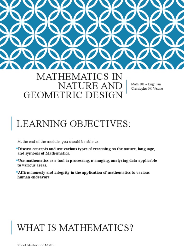 Mathematics in Nature and Geometric Design: Math 101 - Engr. Ian ...