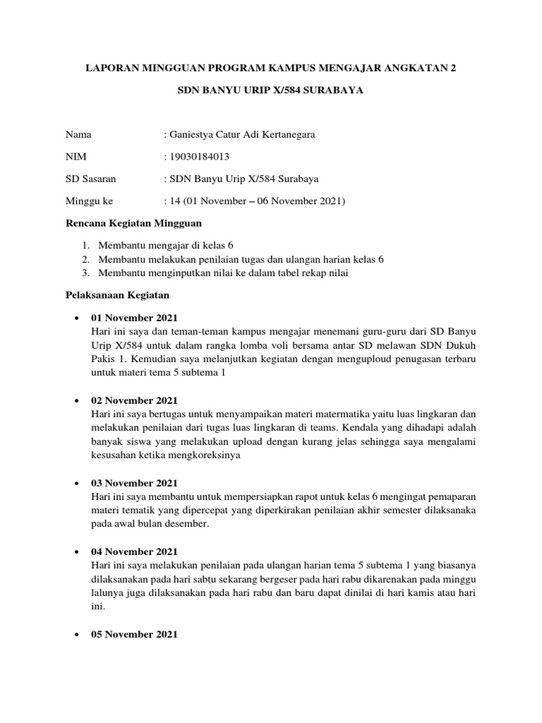 Laporan Minggu Ke-14 | PDF