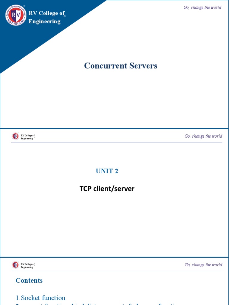 RV College of Engineering: Concurrent Servers | PDF | Port (Computer ...